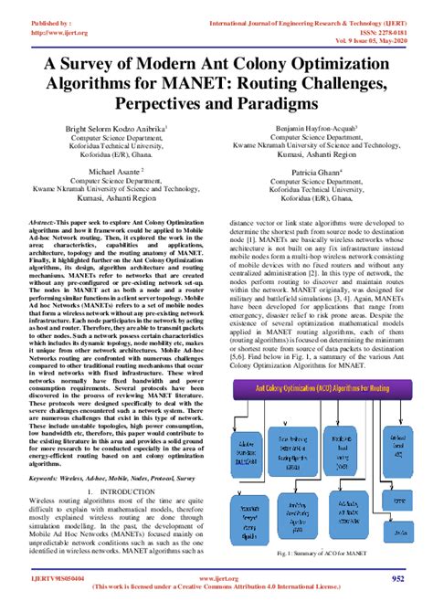 pdf ijert a survey of modern ant colony optimization algorithms for