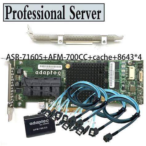 Adaptec Asr 71605 1gb 16port Pcie Raid Battery 4 Sff 8643 To Sata