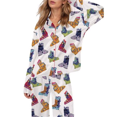 Colorful Vintage Ski Boot Satin Pajama Set Nouvette