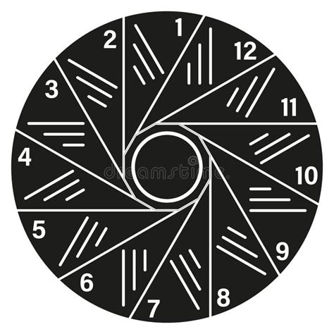 Circular Clock Illustration Numbers One To Twelve Geometric Clock