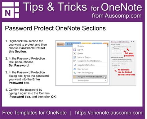 Tips And Tricks For OneNote Users Password Protect Notebook Sections Please Share Templates