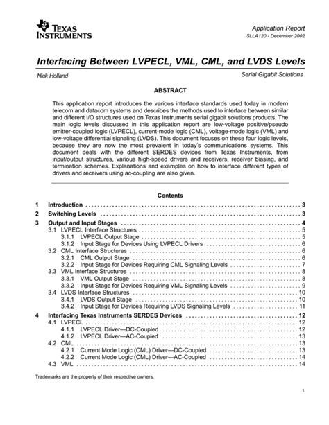 Interfacing Between LVPECL VML CML And