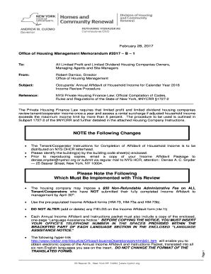 Fillable Online Nyshcr Office Of Housing Management Memorandum 2017 B