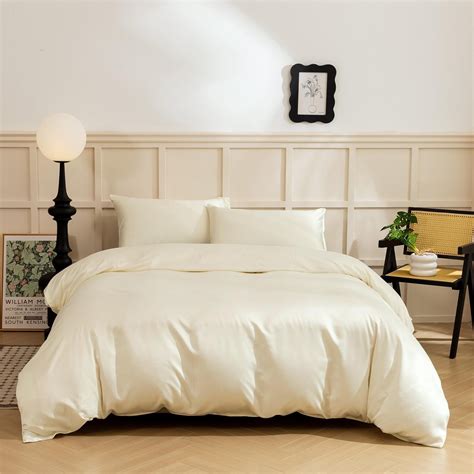 Dboze 3 Pieces Satin Duvet Cover With Zipper Closure Bedding Sets 1800 Series Luxury Rich Silk