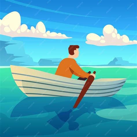 Premium Vector Vector River Rafting Man During Summer Water