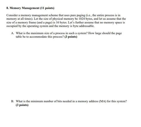 Solved Memory Management Points Consider A Memory Chegg