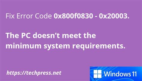 Fix Windows 11 Upgrade Error 0x800f0830 0x20003