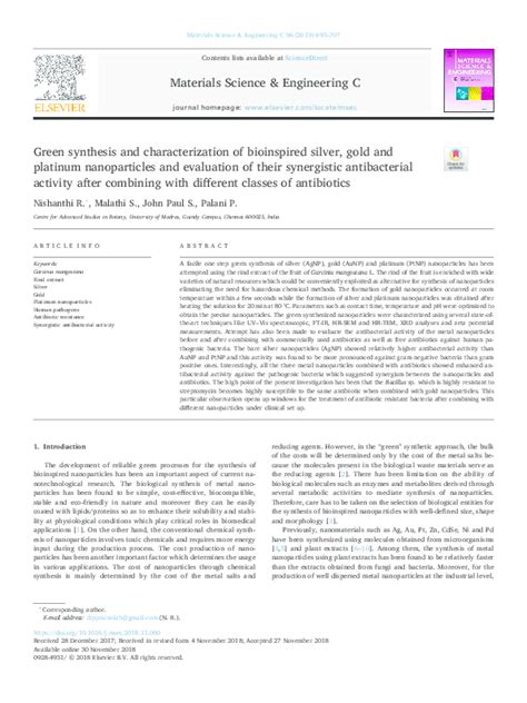 Pdf Green Synthesis And Characterization Of Bioinspired Silver Gold