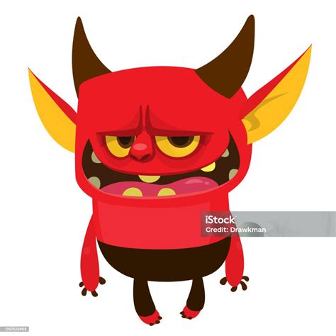 만화 재미 악마 웃음 할로윈에 대한 벡터 일러스트레이션 귀여운에 대한 스톡 벡터 아트 및 기타 이미지 귀여운 악마 가공의 인물 Istock
