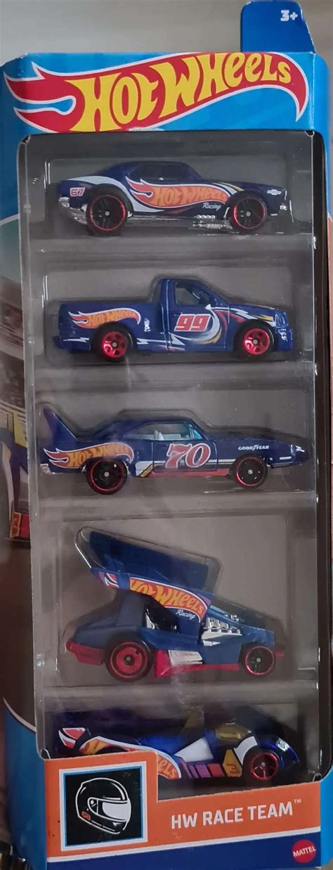Embalagem Danificada Hot Wheels Pack De 5 Race Team Universo Hot