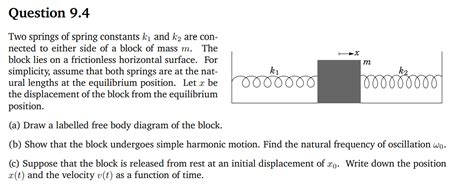 Solved Question 9 4two Springs Of Spring Constants K1 ﻿and