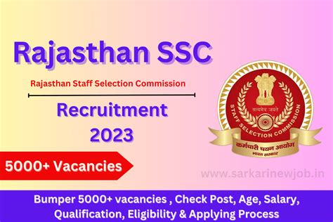 Rajasthan Ssc Recruitment 2023 Bumper 5000 Vacancies Check Post