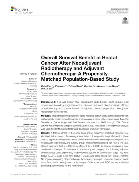 Pdf Overall Survival Benefit In Rectal Cancer After Neoadjuvant