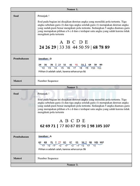 Contoh Soal Tes Number Sequence Bumn Pdf