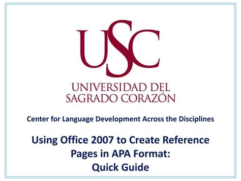 Quick Guide Apa Style Office 2007 PPSX