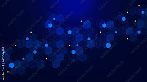 Abstract Molecular Structure With Hexagons For Big Data Visualization