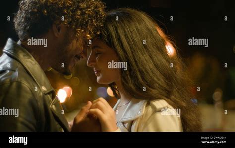 Ethnic Indian Arabian Happy Couple In Love Move Slow Dance Touch