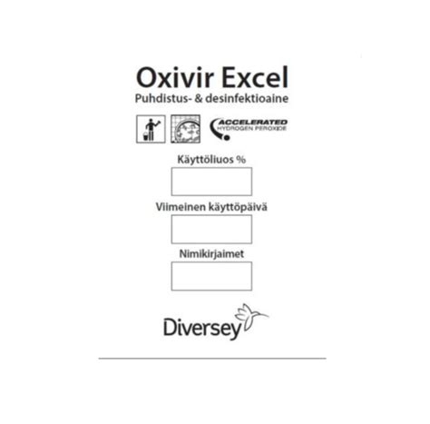 Käyttöliuosetiketti Oxivir Excel Clean Key