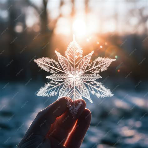 Premium Ai Image Huge Snowflake On Palm
