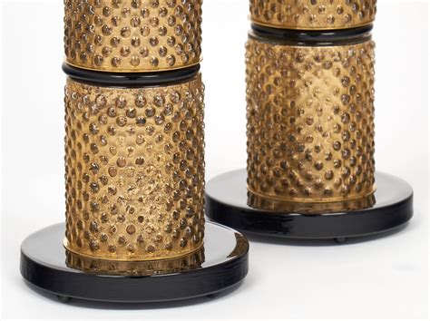 Pair Of Murano Gold Leaf And Black Glass Table Lamps For Sale At