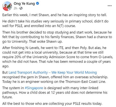 Lta Engineer Who Did Poorly In Psle Later Got A Scholarship Proves