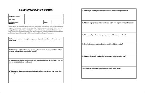 Self Evaluation Form Samples Evaluate Your Self