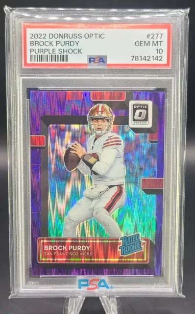 2022 DONRUSS OPTIC BROCK PURDY Purple Shock Prizm 277 RC Rookie PSA 10