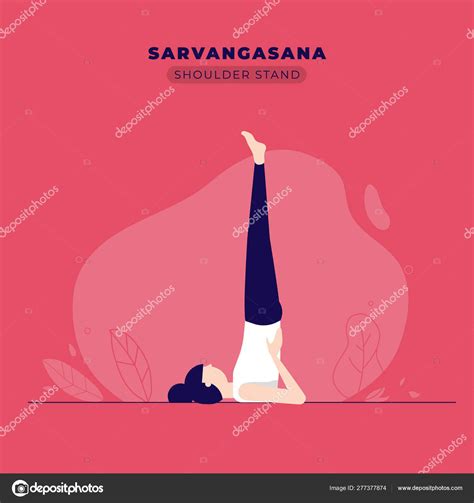 Cartoon Female Character Practicing Yoga Vector Illustration Stock