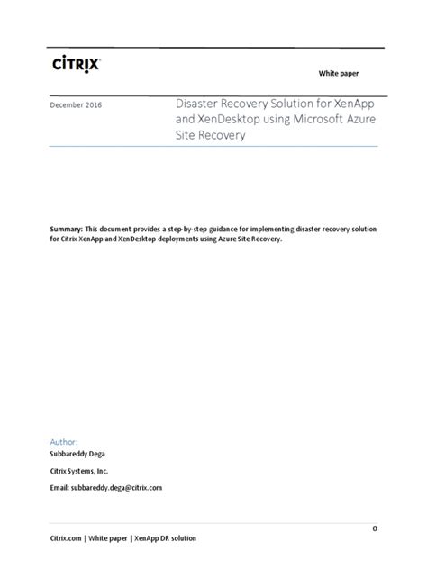 Xenapp And Xendesktop Using Microsoft Azure Site Recovery Pdf Hyper V Microsoft Azure