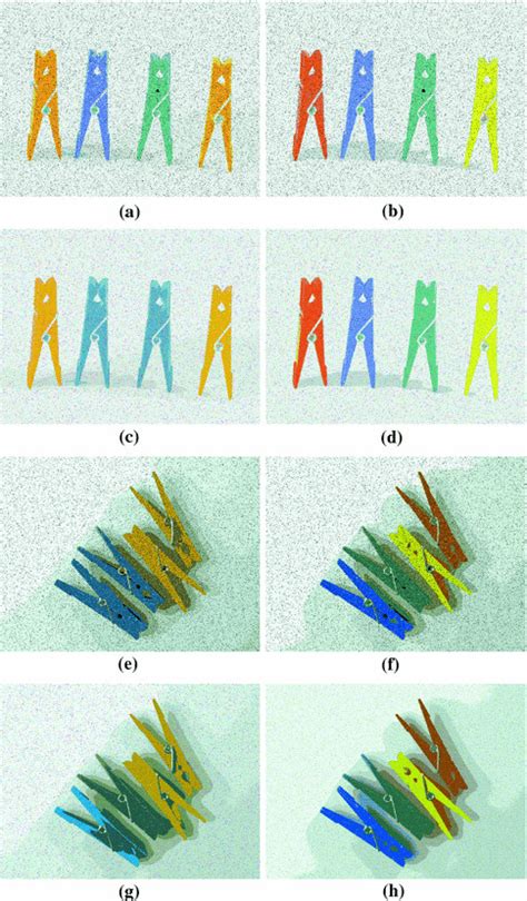 the results of quantisation into 10 colours for images corrupted by