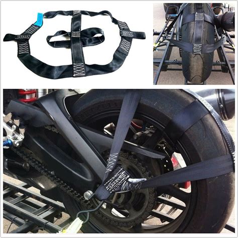 Universal Motorcycle Rear Wheel Handlebar Transport Bar Tie Down Strap Durable Ebay