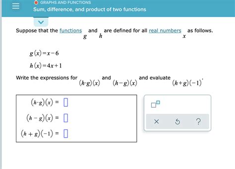 Solved GRAPHS AND FUNCTIONS Sum Difference And Product Chegg