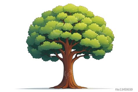 白色背景上有绿色叶子和树枝的卡通树图片下载红动中国