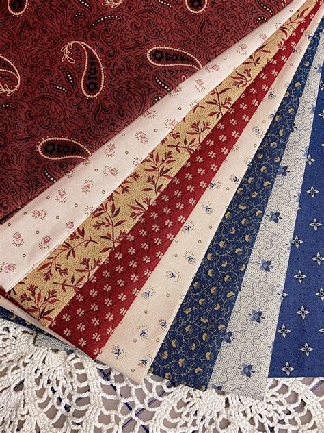 8 Civil War Reproduction Quilt Fabric Fat Quarters Bess Flower Garden