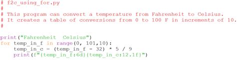 F2c Revisited Fahrenheit To Celsius Conversion Table Using For Cpsc 128