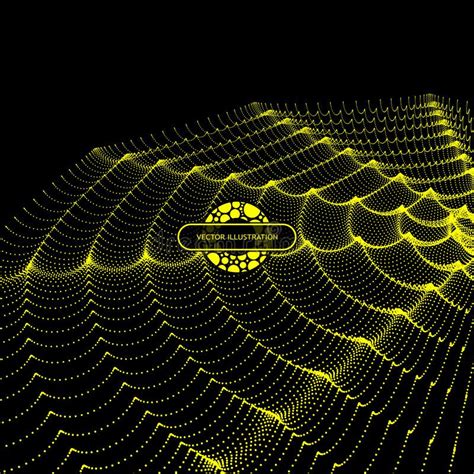 Array With Dynamic Particles Flowing Particle Waves Stock Vector