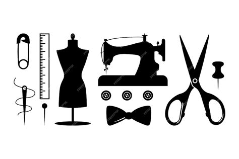 Premium Vector Sewing Tailor Equipment Vector Bundle Scissors Ruler