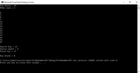 Prime Number Binary Search Tree Implemented By James Pate Williams Jr