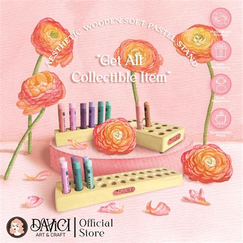 Davici Aesthetic Wood Soft Pastel Stand Pastel Stand 9 12 24 Pastel