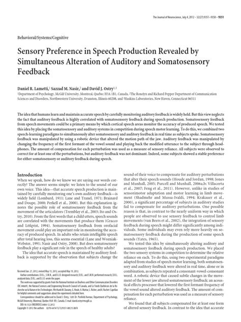 Sensory Preference In Speech Production Pdf Vowel Sound