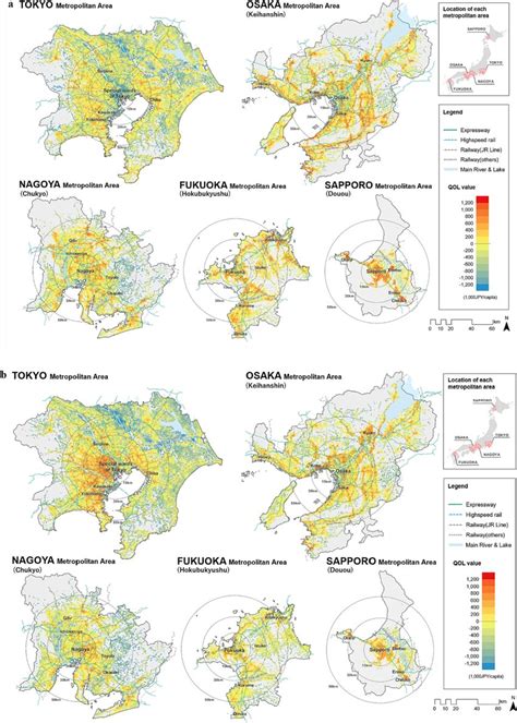 geographic distribution of average qol values a qols including all