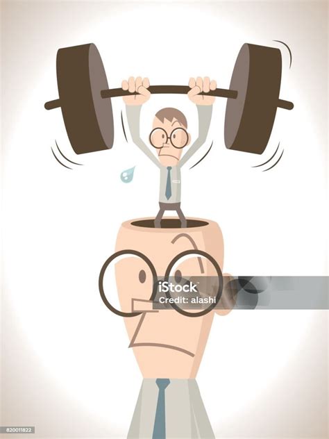 역도 사업가와 머리 얇은 남자 머리에 무거운 무게 서 해제를 엽니다 뇌 교육 개념 운동에 대한 스톡 벡터 아트 및 기타 이미지 운동 개념 건강관리와 의술 Istock