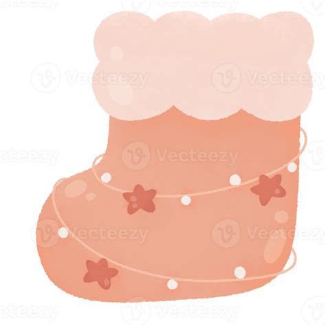 Cute Winter Stocking Ribbon Pink Christmas Watercolor Groovy Retro