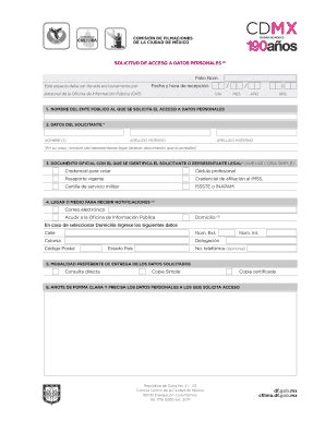 Fillable Online Cfilma Cultura Df Gob SOLICITUD DE ACCESO A DATOS