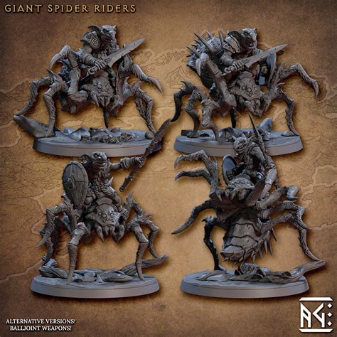 Giant Faldorn Goblin Spiders V2 50mm Base 3d Printed Resin Miniature