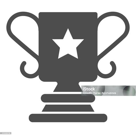 杯與星形固體圖示團隊勝利獎或競賽獎符號字形風格象形圖在白色背景移動概念和網頁設計的團隊合作標誌向量圖形向量圖形及更多championship