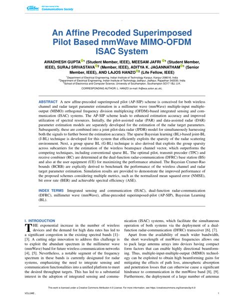 pdf an affine precoded superimposed pilot based mmwave mimo ofdm isac