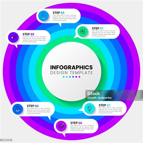 Template Desain Infografis Konsep Kreatif Dengan 6 Langkah Lingkaran