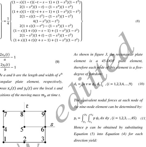 local coordinates and number of each node of the nine node element