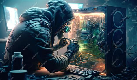 Premium Photo A Hacker Attempting To Breach A Computer System Or Network